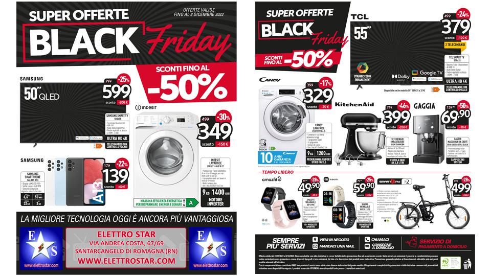 Fino all'8 Dicembre da Elettro Star arrivano le Super Offerte Black Friday Fino all'8 Dicembre da Elettro Star arrivano le Super Offerte Black Friday
